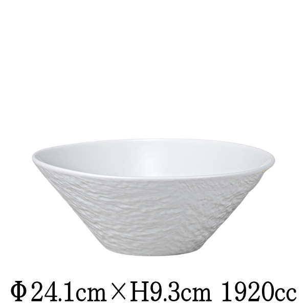 【サイズ】Φ24.1cm×H9.3cm　1920cc【カラー】白　※撮影時の光の加減、モニターの加減により画像と実物の色合いや濃淡が変わります。予めご容赦くださいませ。【素材】磁器【取り扱い】電子レンジ○、食洗器○、直火×、オーブン×【用途...
