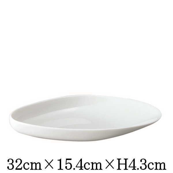 【サイズ】32cm×15.4cm×H4.3cm【カラー】ホワイト　　　　　※画像と実際ではモニターや光の加減で多少色合いが異なる場合があります。【素材】白磁【取り扱い】電子レンジ○、食洗機○、直火×、オーブン×  【用途・特徴】 前菜、アン...