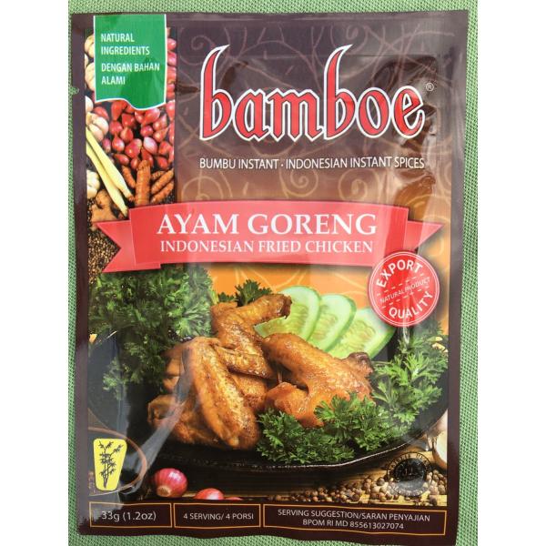 【生産国】インドネシア【内容量】33g【保存方法】常温保存(直射日光、高温多湿は避けてください。)アヤムゴレンは、下味を付けた鶏肉を揚げたもので、衣をつけたものもありますが、こちらの商品は衣がないものです。