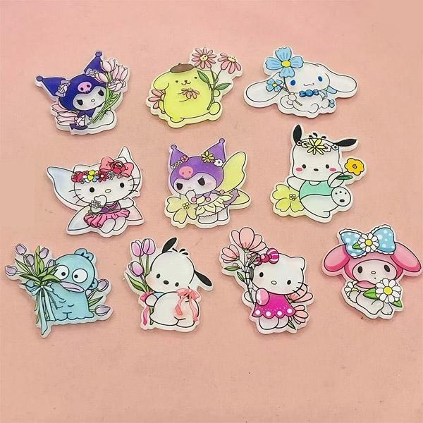 様々な種類の動物さんたちのセットです！みんなそれぞれにお花を持ったりつけたりしていてとってもかわいい！！薄めのアクリル製で、貼り付けにぴったり♪それぞれ形は異なるため、サイズは1つのものを代表として掲載しております。全10種類で1つずつ、1...
