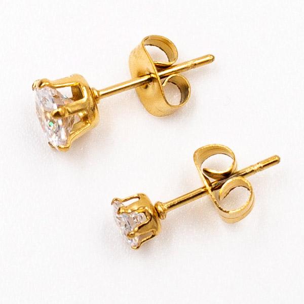 ※価格は1ペア(2個)単位です。サージカルステンレス(SUS304)製のピアスパーツです！サイズは2種類。直径約4mmと約6mmのものをご用意しました。キラキラ光るストーンは人工合成のジルコンストーンです。高輝度ストーンでカットも多く、とて...