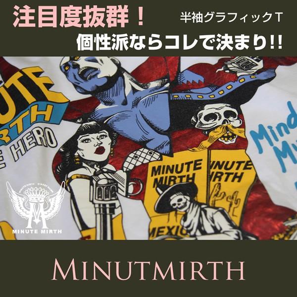アメコミ風に描かれた悪役ヒーローは全身グラフィックス！MINUTE MIRTH（ミニットマース）メンズ 半袖 Ｔシャツ（60502）（Ｍ）着丈：68cm前後／身幅：53cm前後／肩幅：45cm前後／袖丈：20cm前後（Ｌ）着丈：73cm前後...