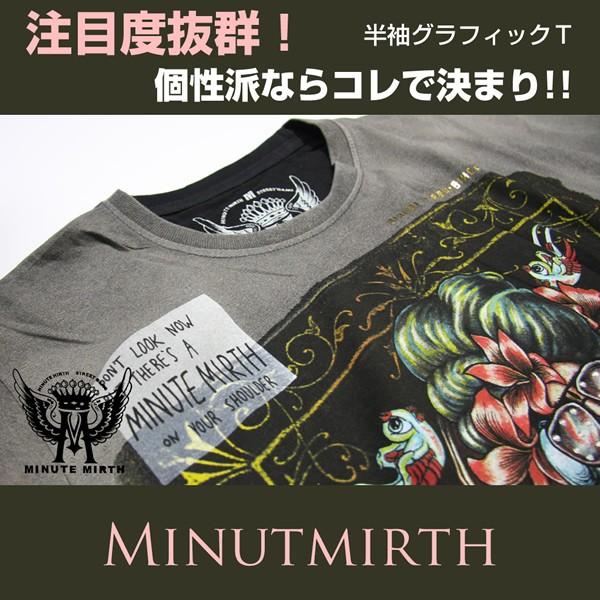 ゴールドリーフ・ラインストーン 斬新なグラフィックスもユーズド風ダメージ加工されストリート仕上！MINUTE MIRTH（ミニットマース） プリント メンズ 半袖 グラデーションＴシャツ（60512）（Ｍ）着丈：68cm前後／身幅：53cm...