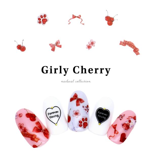 【特徴】可愛さ満点！リボンとさくらんぼが合わさったガーリーシールロリータネイル、ゴシックネイルとの相性抜群！ ランダムに貼っても可愛い！手描きで大変なデザインも貼るだけ簡単♪【入数/サイズ】1枚入り　約10.3cm×8cm  【使用方法】1...