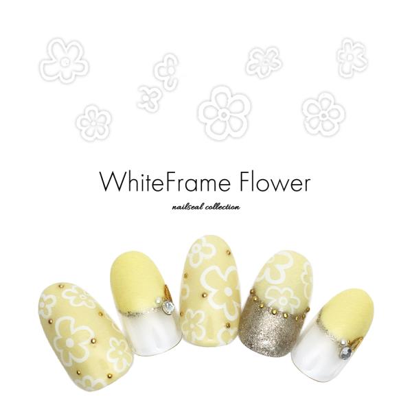 【特徴】ポップでキュート♪『ホワイトフレームフラワーシール』が新登場〇゜嬉しいサイズMIX！しっかり高発色で手描き風のフラワーデザイン！好きな色と組み合わせられるクリアベース◎上からぷっくりアートを施しても可愛い！貼るだけ簡単ペーストシール...