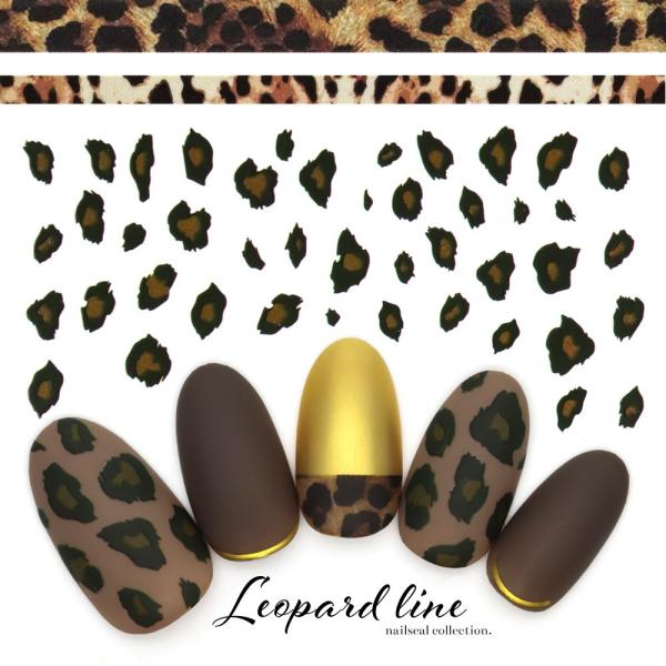【特徴】ヒョウ柄が珍しいラインシールに！アニマル柄の代表格♪『レオパードラインシール』 が新登場！ネイルはもちろん、レジンにもお使いいただけます ◎【入数】1枚入り【使用方法】1.ピンセットを使ってシール台紙からそっと剥がします。2.爪に貼...