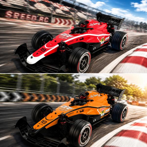 【リアルな1/14スケール！迫力あるレーシングカー】全長約36cmの1/14スケールRCカー。本格レーシングカーを再現したスタイリッシュなデザインで、走る姿も迫力満点。お子様はもちろん、大人まで本格RCカーの魅力を楽しめます。室内ディスプレ...
