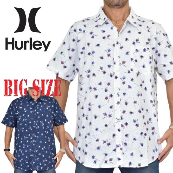 ■サイズ：ＸＸＬ (４Ｌサイズ相当)■着丈：約８３cm■身幅：約６８cm■肩幅：約５３cm■袖丈：約２６cm■素材:：コットン98％/スパンデックス2％■カラー:[NAVY] [WHITE] Hurley ハーレー半袖シャツ 総柄 ポケット...