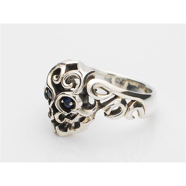 GARDEL/ガーデル/リング/指輪モデル：RUFEN SKULL RING/Sapphire素材：SILVER+SAPPHIRE品番：GDR-046/Sapphire◆スカル全体を透かしのトライバルでデザインした小ぶりのリングです。◆瞳に...
