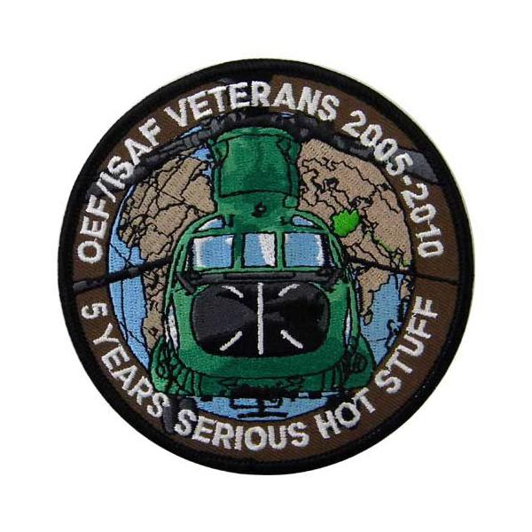 OEF/ISAF VETERANS 2005-2010 5 YEARS SERIOUS HOT STUFFのワッペン（Smallサイズ）アイロン装着可能です。大きさは約横10cm・約10cmとスモールサイズです。洋服の胸・袖・カバンなどにつ...