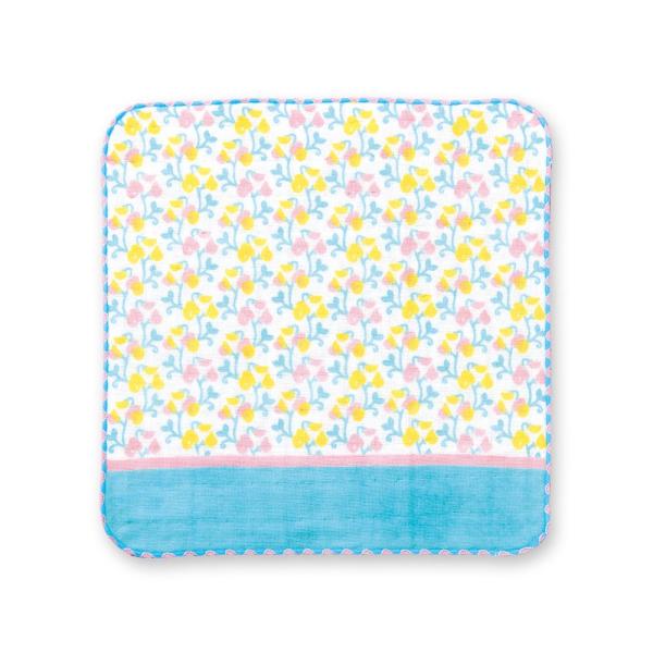 町娘のハンカチーフスイートピーそうだわ、お花屋さんへいきましょう。大切なあの人に贈る花。さて、どれにしようかしら？表面ガーゼ地、裏面タオル地の2枚合わせはんかち。サイズ：25x25cm綿１００％日本製母の日ギフト