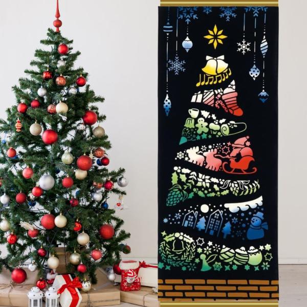 kenema注染手拭い冬 ステンドガラスツリーステンドガラスが彩るクリスマスシーン。ツリーの元で今夜は素敵なひと時を過ごせますように。手拭い本来の製法のため、切りっ放しで両端処理はされていません。裁断位置によって寸法が前後する場合がございま...