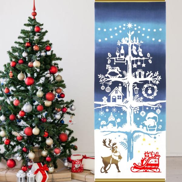 kenema注染手ぬぐい クリスマスHoly night キラキラと雪が降った聖なる夜。プレゼントを乗せたきらめくツリーは、優しい光を放ちます。手拭い本来の製法のため、切りっ放しで両端処理はされていません。裁断位置によって寸法が前後する場合...