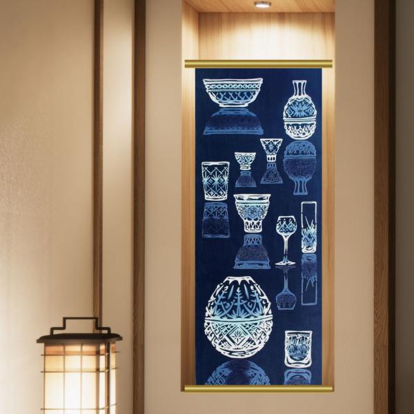 kenema注染手拭い趣味道楽切子硝子手拭い本来の製法のため、切りっ放しで両端処理はされていません。裁断位置によって寸法が前後する場合がございます。使い始めに出るほつれは切りそろえてください。注染手ぬぐいkenema（気音間）ブランドの手ぬ...