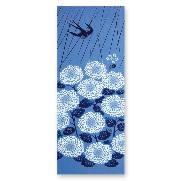 Kenema夏の花圃燕紫陽花雨降り急いで住処へ帰る燕さん。おっと、綺麗な紫陽花咲いている。ついつい見惚れる雨の中手拭い本来の製法のため、切りっ放しで両端処理はされていません。裁断位置によって寸法が前後する場合がございます。使い始めに出るほつ...