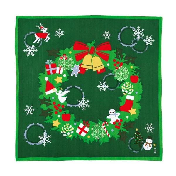 濱文様　小布 クリスマスリース小布サイズ：50x50cmタペストリーとして飾っても、小風呂敷としても、お弁当包みとしても利用できます（あすつくご希望の場合）必ず、宅配便をお選びください（送料がお選びいただけます）追跡番号付きポスト投函のメー...