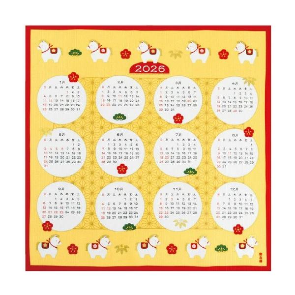 濱文様　小布 カレンダー2026小布サイズ：50x50cmタペストリーとして飾っても、小風呂敷としても、お弁当包みとしても利用できます（あすつくご希望の場合）必ず、宅配便をお選びください（送料がお選びいただけます）追跡番号付きポスト投函のク...