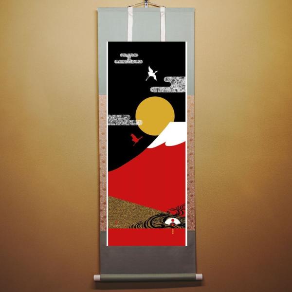 濱文様　絵手ぬぐい 春JAPAN  日本のシンボルと言える富士山・鶴を洗練された和モダンで表現した代表作手拭い本来の製法のため、切りっ放しで両端処理はされていません。裁断位置によって寸法が前後する場合がございます。使い始めに出るほつれは切り...