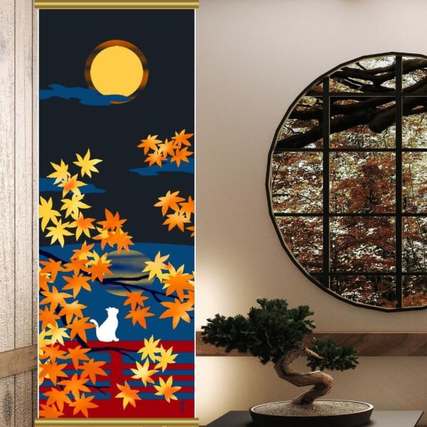 濱文様　絵手ぬぐい 満月の輝き手拭い本来の製法のため、切りっ放しで両端処理はされていません。裁断位置によって寸法が前後する場合がございます。使い始めに出るほつれは切りそろえてください。捺染絵手ぬぐい日本の伝統的な「捺染」という技法を用いて染...