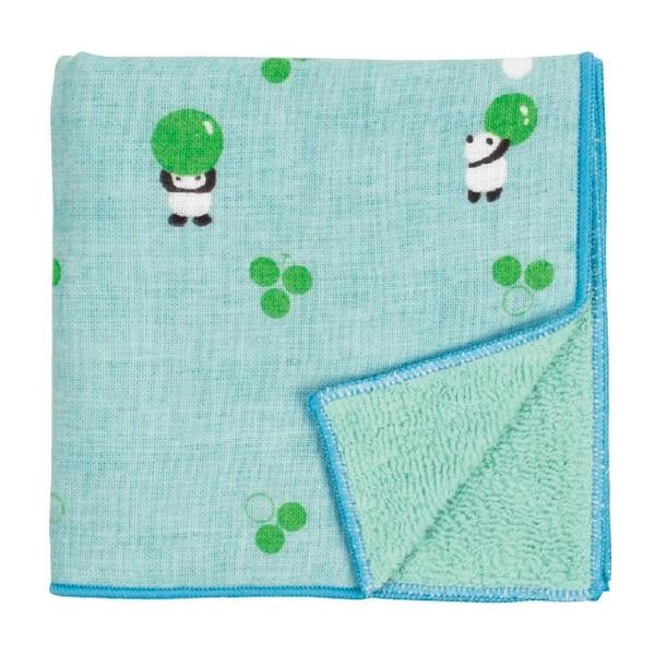 濱文様 和たおる セミウォッシュ パンダマスカット生地は表ガーゼ、裏はパイル生地。ガーゼは目の細かい生地を使用しているので、サラサラした感触です。サイズ：25x25cm素材；表:ガーゼ/綿100％・裏:パイル二重織/綿100%原産国：日本こ...