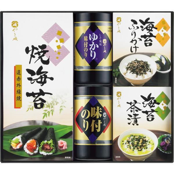 口どけのよい海苔に有機丸大豆醤油使用のたれで調味した味付海苔、三島食品の「ゆかり」を使用したたれで調味した赤しそ風味の味付海苔、遠赤外線でパリッと焼き上げた風味豊かな焼海苔、味付海苔と香ばしいごまの風味がおいしい海苔ふりかけ、焼海苔にごまや...