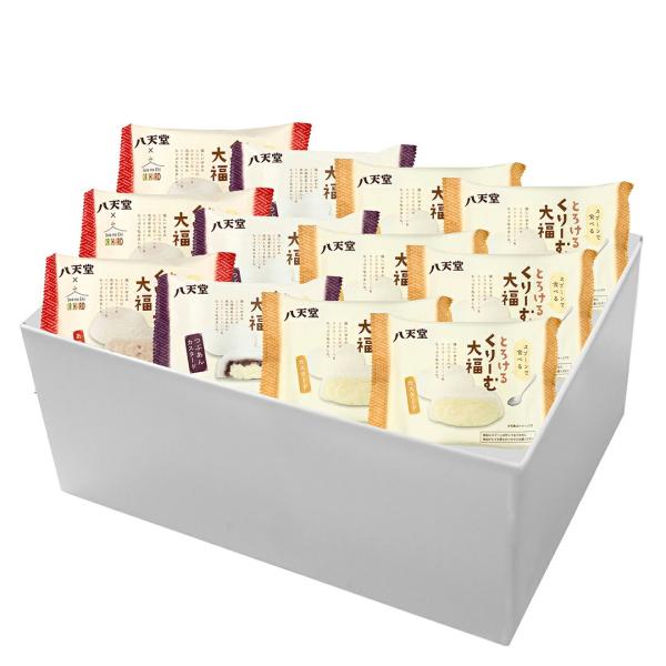 冷たいままでもくちどけの良い『スプーンで食べる』とろけるくりーむ大福。手で持って食べることができないほどのとろける生地で、八天堂のクリームを包みました。商品内容とろけるくりーむ大福（カスタード×6、つぶあんカスタード×3、あまおう苺×3）商...