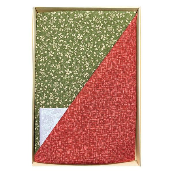 物を包んだ時に、結び目から裏の色柄が見えるのが特徴の両面染めの小ふろしきで、広げた時には裏の色や柄が主役となります。ふろしきの定番サイズで、進物包みやワインボトル包みなど、1枚あると便利です。商品内容ふろしき（約700×700mm）×1箱サ...