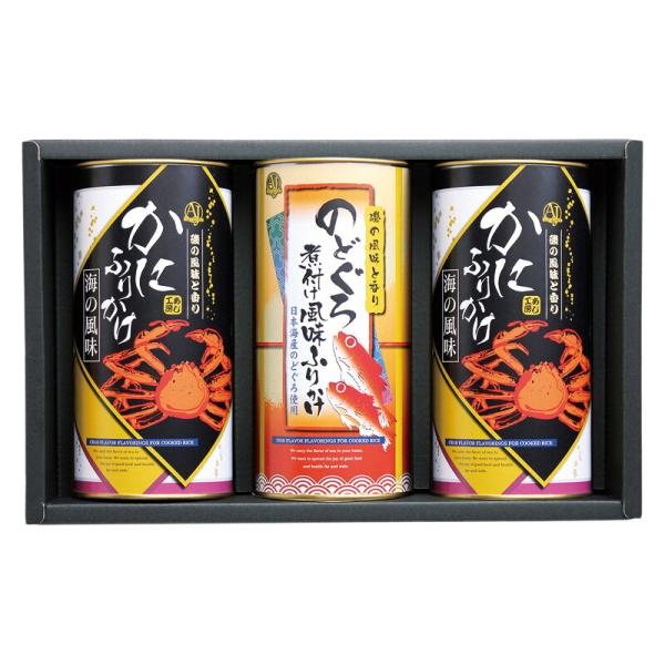 日本海で白身のトロといわれる「のどぐろ」と、極上の海の幸といわれる「かに」の風味を贅沢にふりかけにいたしました。アツアツのご飯にかけてぜひお召し上がり下さい。商品内容かにふりかけ（50g）×2、のどぐろ煮付け風味ふりかけ（50g）×1箱サイ...