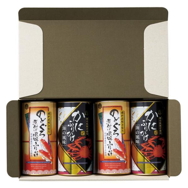 日本海で白身のトロといわれる「のどぐろ」と、極上の海の幸といわれる「かに」の風味を贅沢にふりかけにいたしました。アツアツのご飯にかけてぜひお召し上がり下さい。商品内容かにふりかけ（50g）・のどぐろ煮付け風味ふりかけ（50g）×各2箱サイズ...