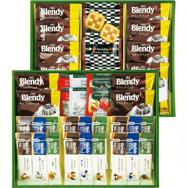 心安らぐ時間においしい洋菓子を添えて。商品内容チェスティアクッキー×15・AGFブレンディコーヒー（ドリップ式）7g×12・紅茶（アールグレイ・ブレックファースト・ストロベリー）2g×各2・AGFブレンディスティック（エスプレッソオレ5.8...