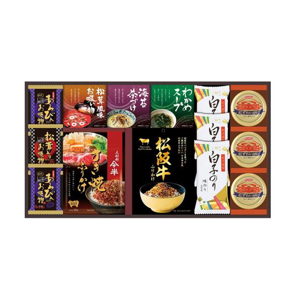 人形町今半の「すき焼きふりかけ」、松阪牛パウダーを使った「すき焼き風松阪牛ふりかけ」に高級素材使用のフリーズドライやお吸い物等をギッシリ詰め合わせました。商品内容人形町今半すき焼きふりかけ30g・松阪牛ふりかけ30g・紅ずわいがにほぐし身5...