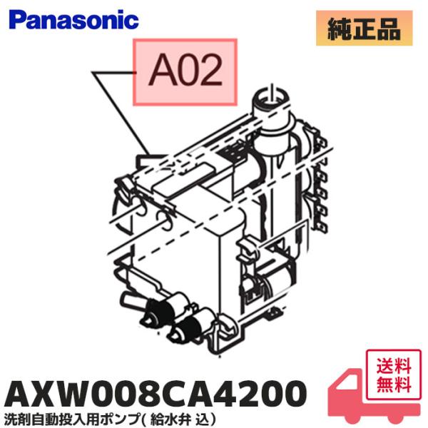 AXW008CA4200 パナソニック NA-VX900BL・R /  NA-VX800BL / 他 ななめドラム洗濯乾燥機 洗剤自動投入用ポンプ(給水弁 込) 新品 純正 交換用 部品 Panasonic給水弁が内蔵された、洗剤自動投入用...