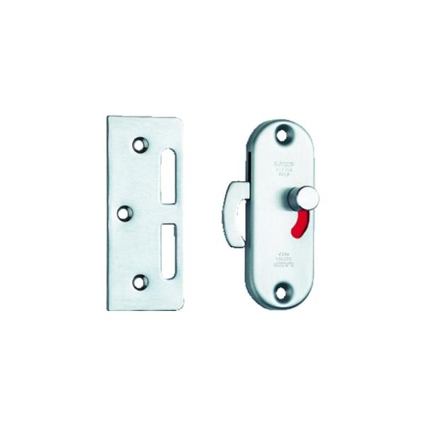 【仕様】●メーカー:スガツネ工業　●型番:HC-85SS　●商品名:HC-85SSステンレス鋼製引戸面付カマ錠　●摘要:室内側表示付　●取付木ねじ付　●材質:ステンレス(SUS304)