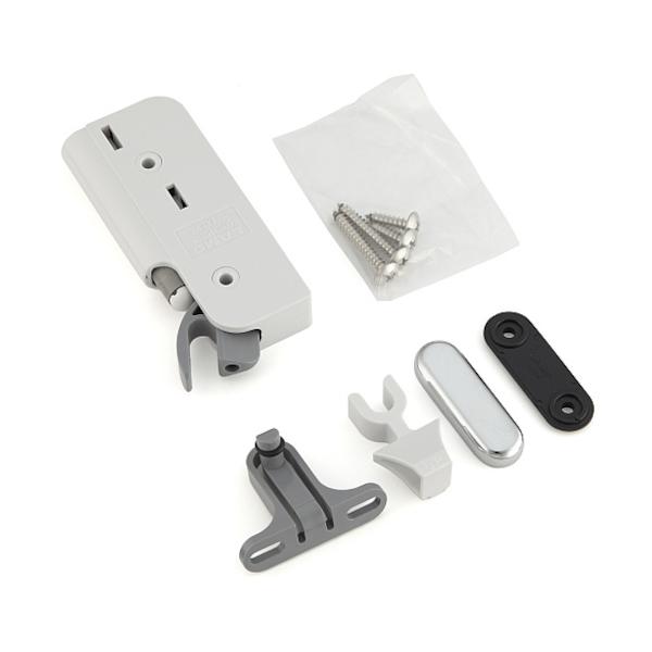 【仕様】●メーカー:スガツネ工業　●型番:DC-90G　●商品名:DC-90Gダンパーキャッチ　●材質:本体:ポリアセタール(POM)/PBT樹脂　など　●セット内容:十字穴付トラスタッピンねじ4×30、十字穴付トラスタッピンねじ4×16、...