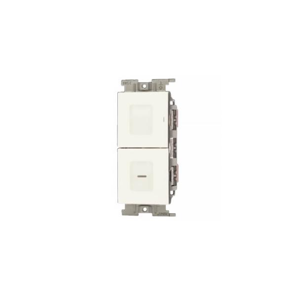 【仕様】 <br>●1連2個用<br>●低ワット用<br>●定格:15A 300V、0.5A 300V<br>●色:ピュアホワイト(マンセル参考値 5.6Y 9.0/0.5)<br&gt...