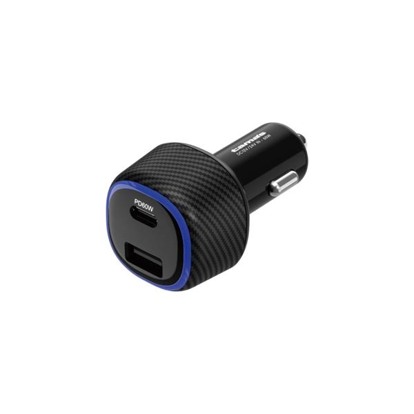 【仕様】 ●最大60W(単体使用時)のUSB PD対応 USB Type-Cポートと最大18WのUSB-Aポートを搭載した車載充電器です。 ●2ポート同時使用時のUSB Type-Cポートは最大45Wになります。 ●通電/充電中は青色、US...