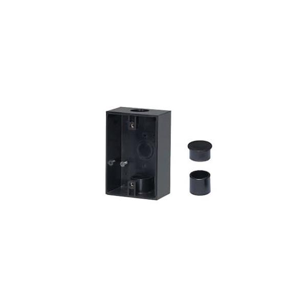 【仕様】●メーカー:未来工業　●型番:PVR22BC1K　●商品名:露出スイッチボックス　●本体色:ブラック　●規格:VE16・22(1方出)　●スリーブ1個、キャップ1個付き　●JIS C8435　　【ご注意】　※片側のみ接地極が付いてい...