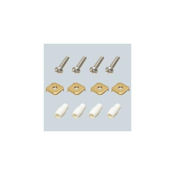 【仕様】 ●露出用四角ボックス等に器具(重量1kg以上・2kg以下、出しろ300mm以下)を取り付ける場合のねじセットです。 ●セット内容: ・M5×25×4本 ・板ナット×4個 ・絶縁キャップ(大)×4個