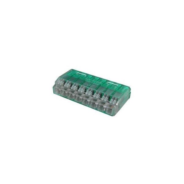 【仕様】●メーカー:ニチフ　●型番:QLX805P　●商品名:クイックロック　●入数:5個　●QLXシリーズ　●差込形電線コネクタ　●極数:8　●定格:20A-300V　●適用電線:銅/単線φ1.6mm、φ2.0mm　●色:緑透明　●より線...