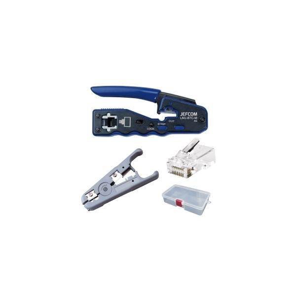 【仕様】 ●成端作業が早い!貫通型モジュラープラグ対応のツールセット●貫通式モジュラープラグ対応、モジュラー圧着工具LMJ-8TC-M付属●テレワークに対応できるCat6通信環境へのアップグレード工事に●LAN工事に必要なツールが収納ケース...