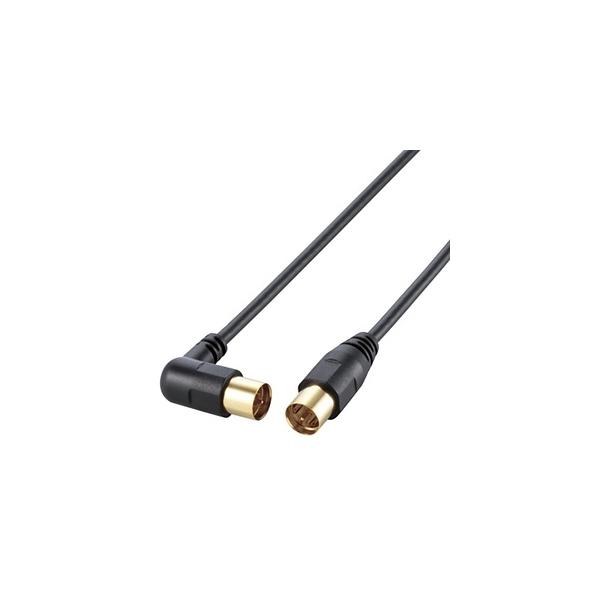 【仕様】●メーカー:ELECOM　●型番:AVATLS100BK　●商品名:アンテナケーブル　●コネクタ形状:L型プラグ-ストレート型プラグ　●ケーブルタイプ:スリムタイプ　●シールド方法:3重シールド　●プラグメッキ仕様:金メッキプラグ　...