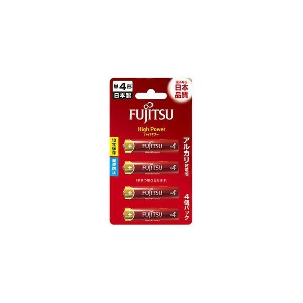 【仕様】●メーカー:富士通　●型番:LR03FH4B　●商品名:アルカリ乾電池　●アルカリ乾電池 単4形　●ハイパワータイプ　●電圧(V):1.5　●サイズ(mm):φ10.5×44.5　●重量(g):11.5　●入数:4個　●使用推奨期限...