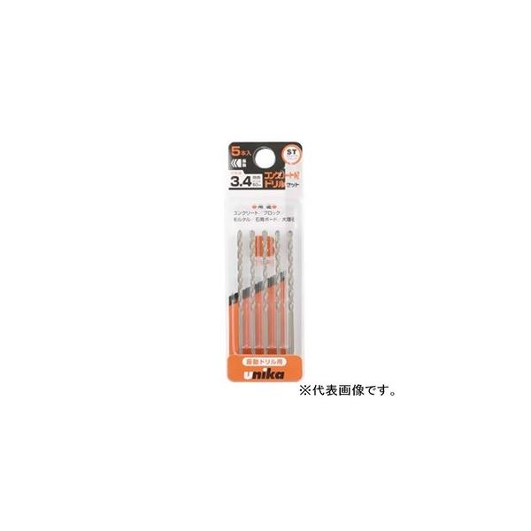 【仕様】●メーカー:ユニカ　●型番:DP5B34　●商品名:コンクリート用ドリル　●適合電動機:振動ドリル　●Bタイプ(ストレート)　●振動+回転用　●シャンクサイズ(mm):3.4　●チャックサイズ(mm):10　●刃先径(mm):3.4...