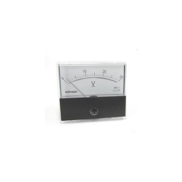 DC電圧用のアナログパネルメーター。アイテム、寸法は以下でご確認ください。V7030：30VDC、70×60ｍｍ