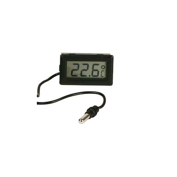 計測範囲: -50°C 〜 70°C精度: 1°Cディスプレイ寸法: 12 x 6.5mmセンサーケーブル長: 150cm寸法: 47 x 26 x 13mm電源: 1 x LR44-ボタン電池 (付属）