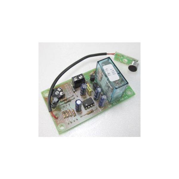 ・音に反応してリレーを動作。動作電圧：12VDC消費電流：2mA〜60mA周波数マージン：30-17000Hzリレー出力負荷：5A逆接続保護寸法：約77×43×30mm 