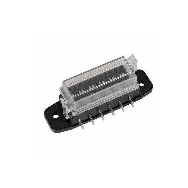 ・6個の自動車用ヒューズをセット・ファイバーグラスナイロンベースと防滴　ポリカーボカバー・32VDC max・15A/回路 max・45A/ブロック max ・6.3mm QC 端子・寸法112(L) x 46(W) x 40(H)mm