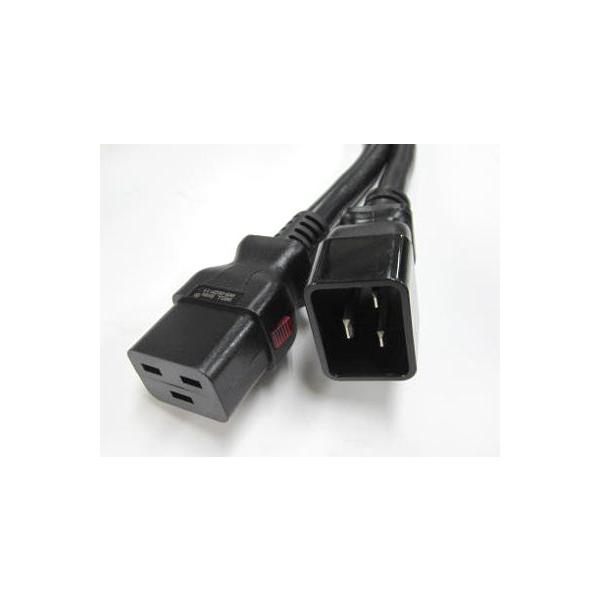 定格：250V20A用延長コードセットコネクター：IEC-60320-C20コネクター：IEC-60320-C19オートロックケーブル：12AWG 3C SJT 105C長さ：1.8M認証：米国UL,CSA,C-UL色：黒数量：1本