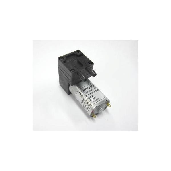 定格電圧：12VDC無負荷電流：60-180mAMax吸込み力：-60KPaMax圧力：80KPaMaxフロー：3L/min.インレット/アウトレット：OD 4mm/ID 2.4mm推奨ホース内径：ID 3.0mm寸法：約22ｘ31ｘ45mm