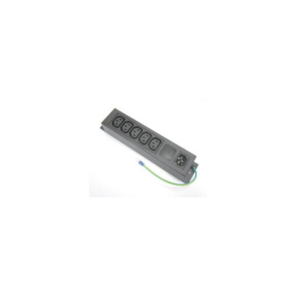 定格：10A/250V認証：UL/ｃUL/TUV/CE入力：IEC 60320-C14出力：IEC 60320-C13x5アース：UL1015 14AWG 150mm詳細図面が必要な方はお問い合わせ下さい。